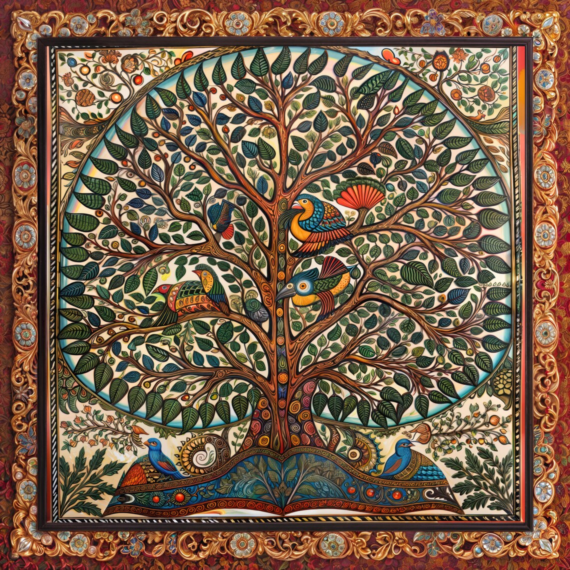 Tree of Life Indian Gond Style Painting Gift Madhya Pradesh India ...