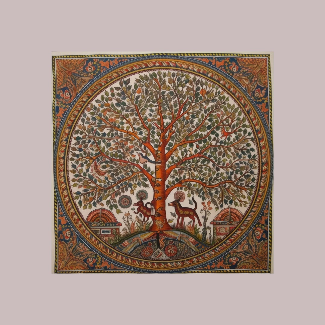 Indian Gond Style Painting of Tree of Life Madhya Pradesh - Etsy