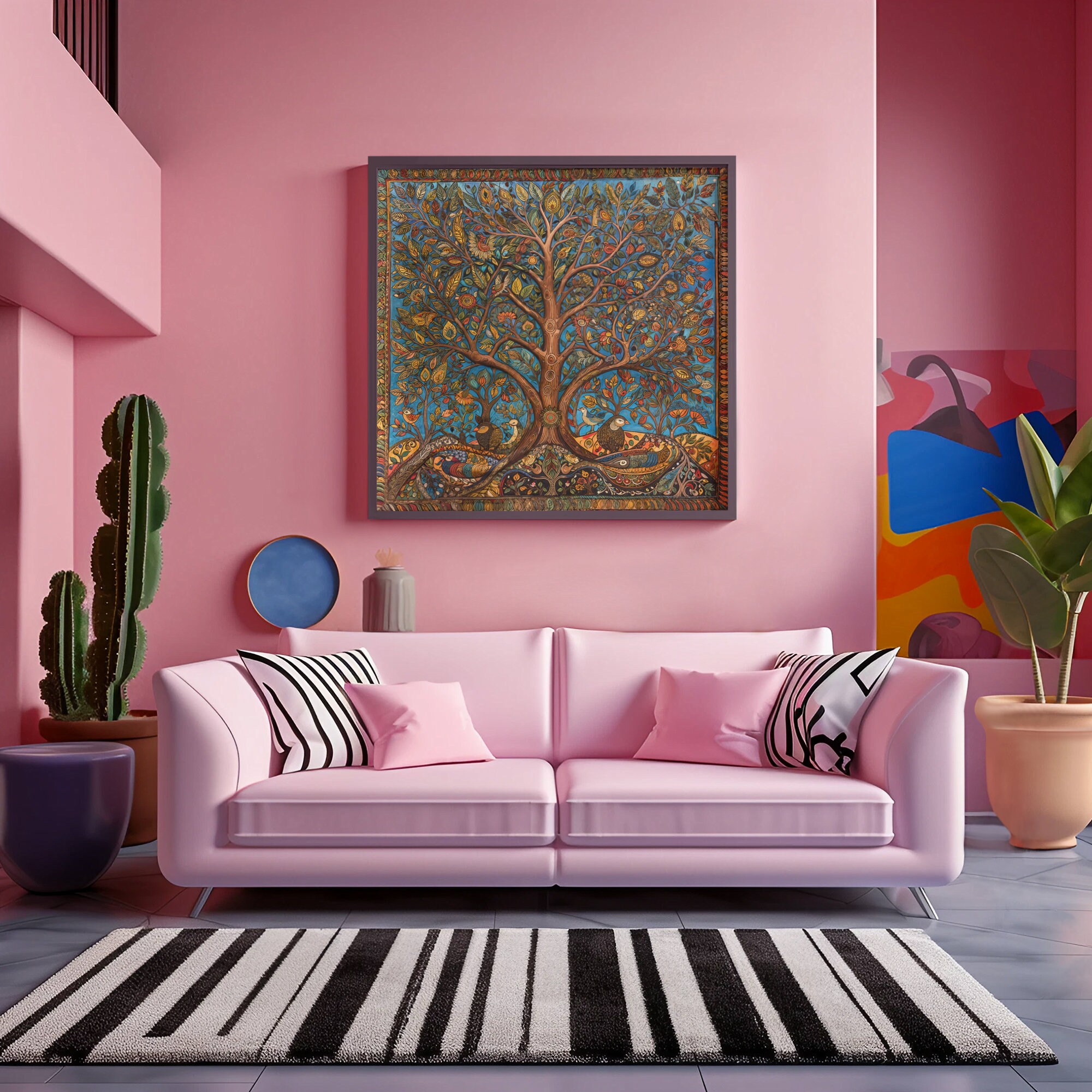 Tree of Life Indian Gond Style Painting Gift Madhya Pradesh India ...