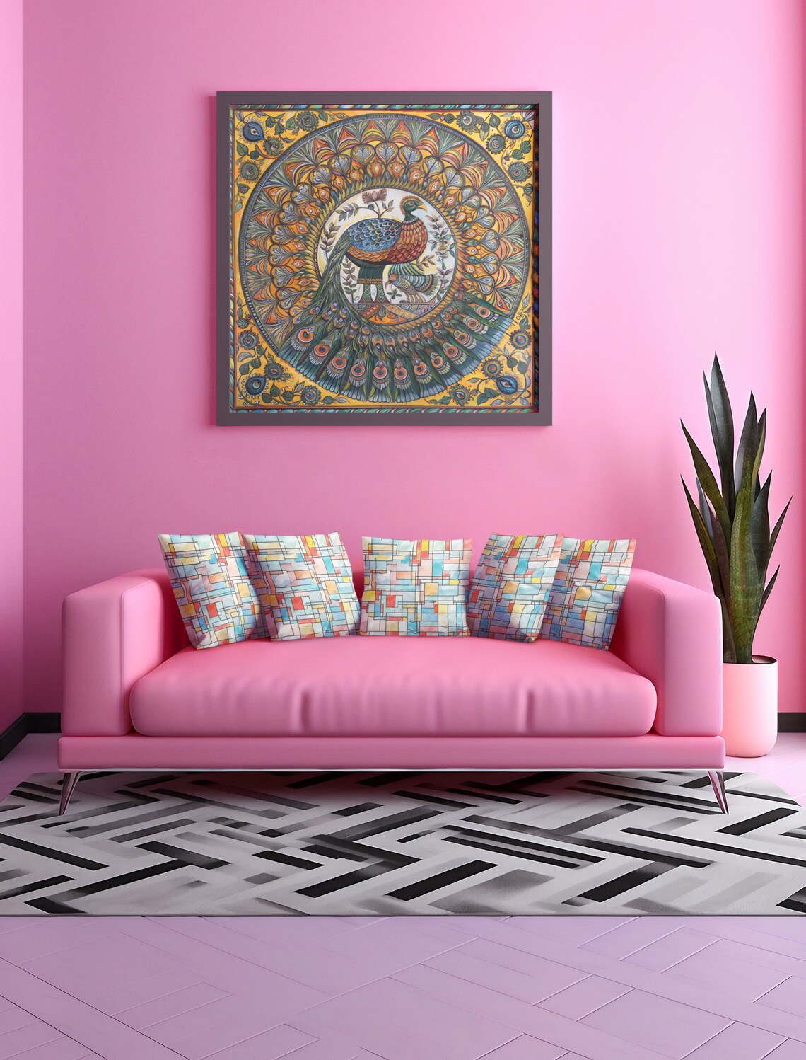 Peacock Indian Gond Style Painting Gift Madhya Pradesh India Diwali ...