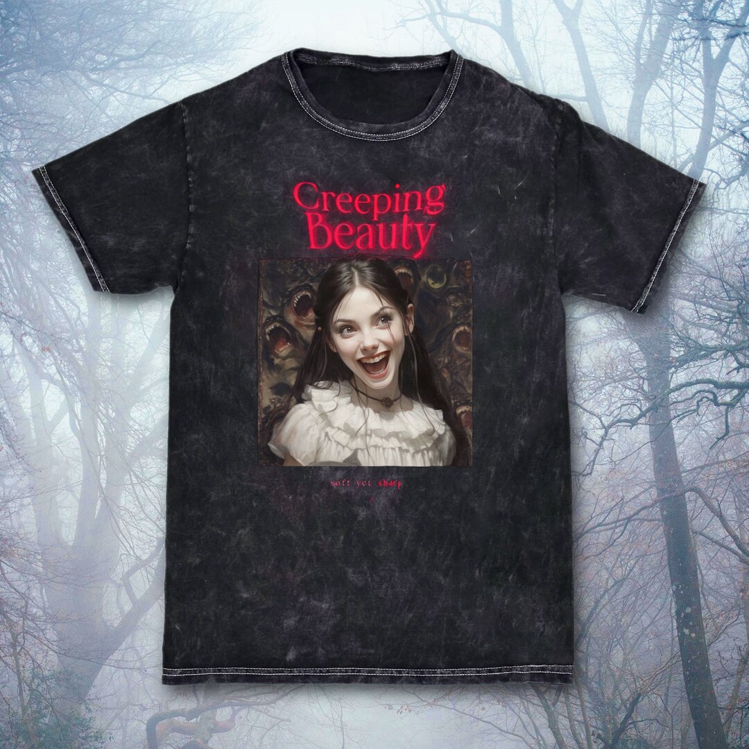 Creeping Beauty Mineral Wash Cotton T-shirt Goth Girl Gothcore Witch ...