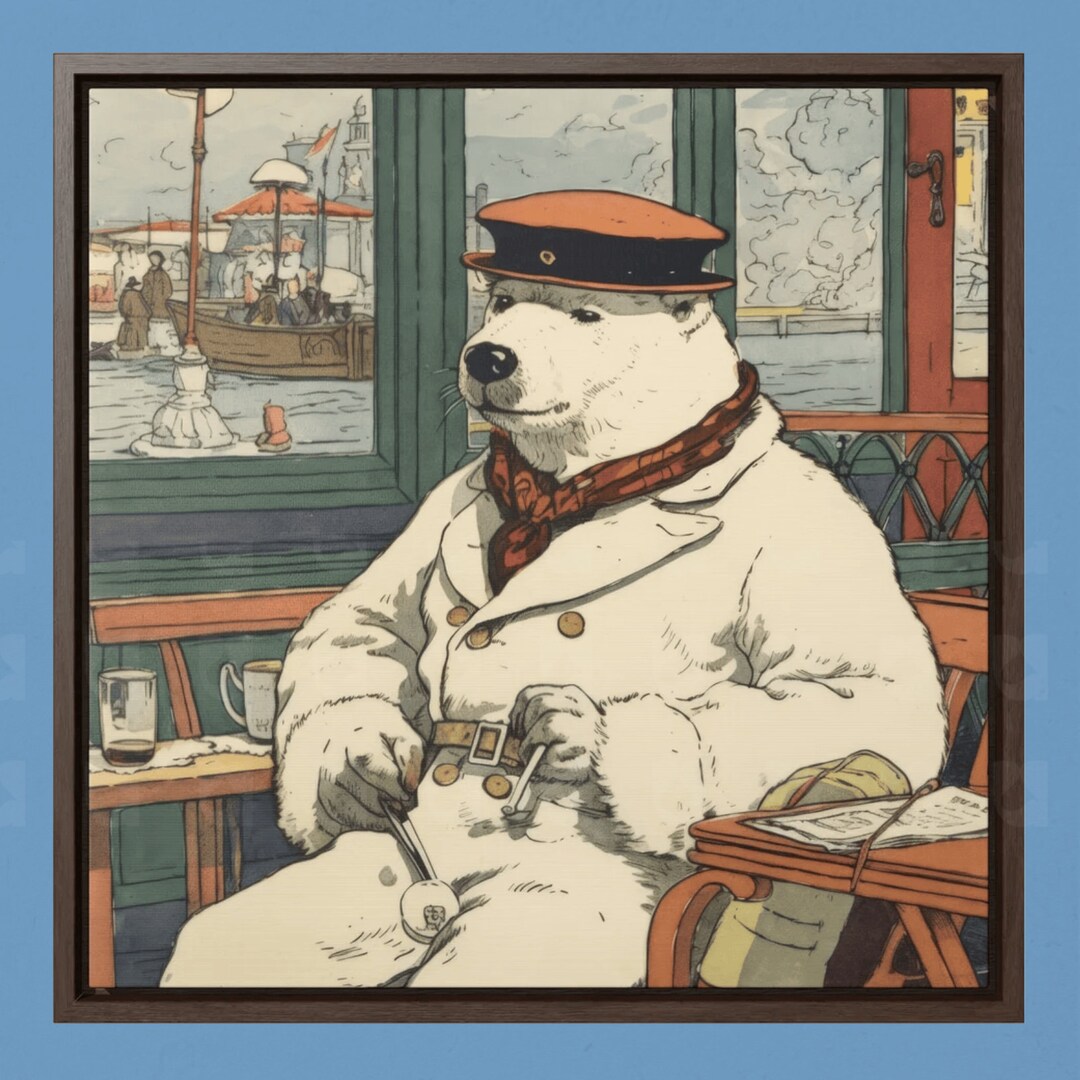 Funny Polar Bear French Cafe Bistro Coffee Table Whimsical Victorian ...