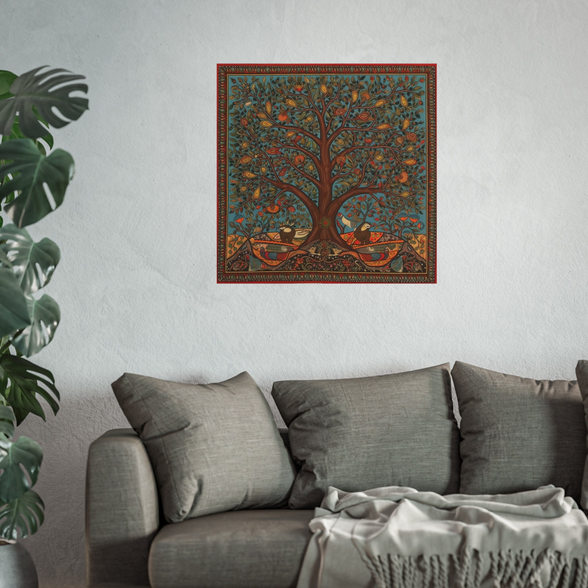 Indian Gond Style Painting of Tree of Life, Madhya Pradesh India ...