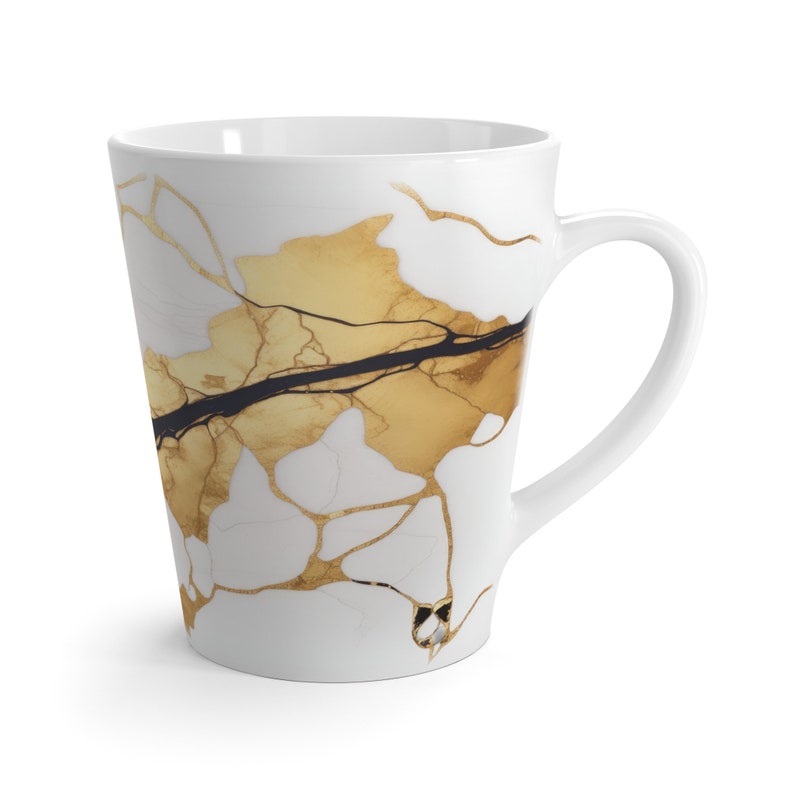 Kintsugi Coffee Latte Cup or Teacup White and Gold Ceramic Mug Japanese ...