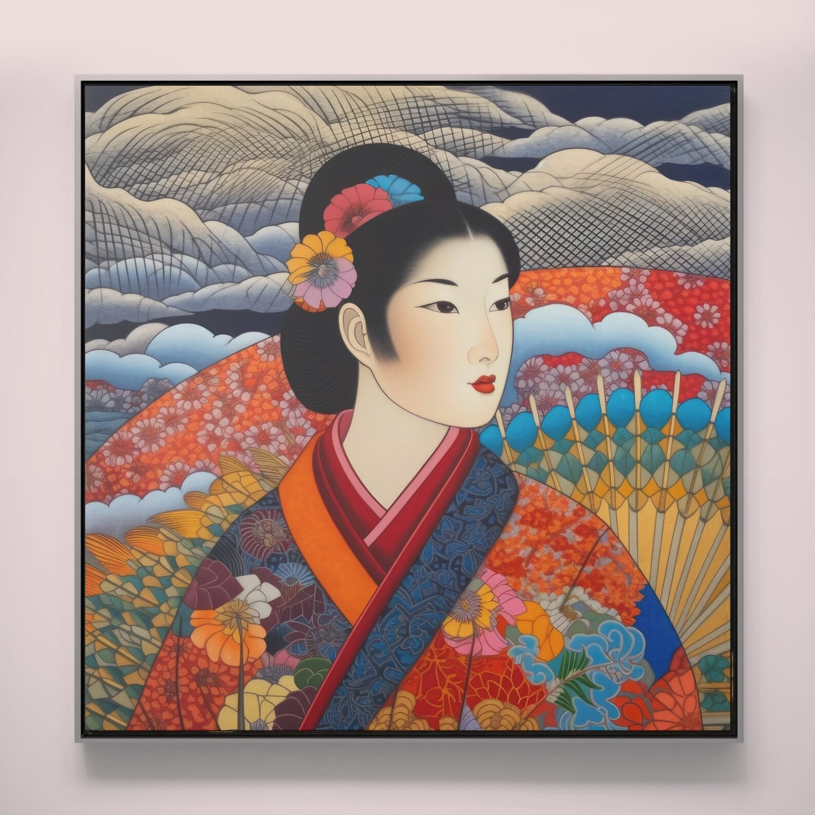 Vintage Japanese Tokyo Rainbow Geisha in Kimono Modern Contemporary ...