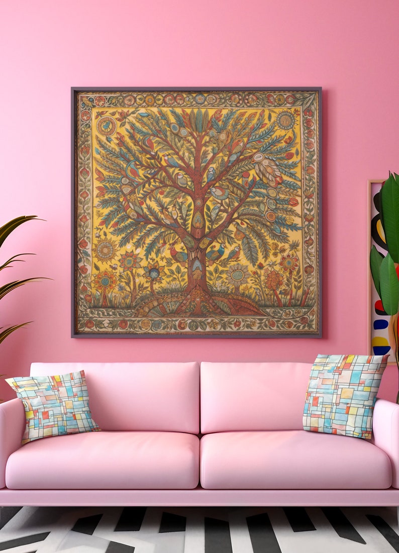 Tree of Life Indian Gond Style Painting Gift Madhya Pradesh India ...