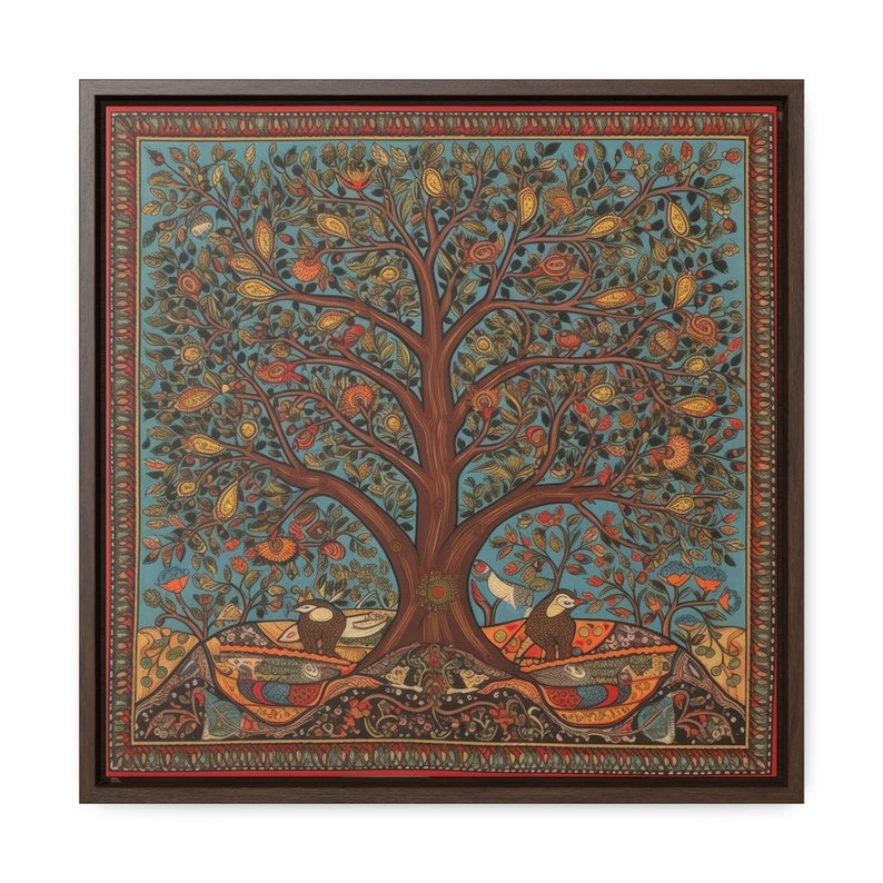 Indian Gond Style Folk Art Painting of Tree of Life Canvas - Etsy