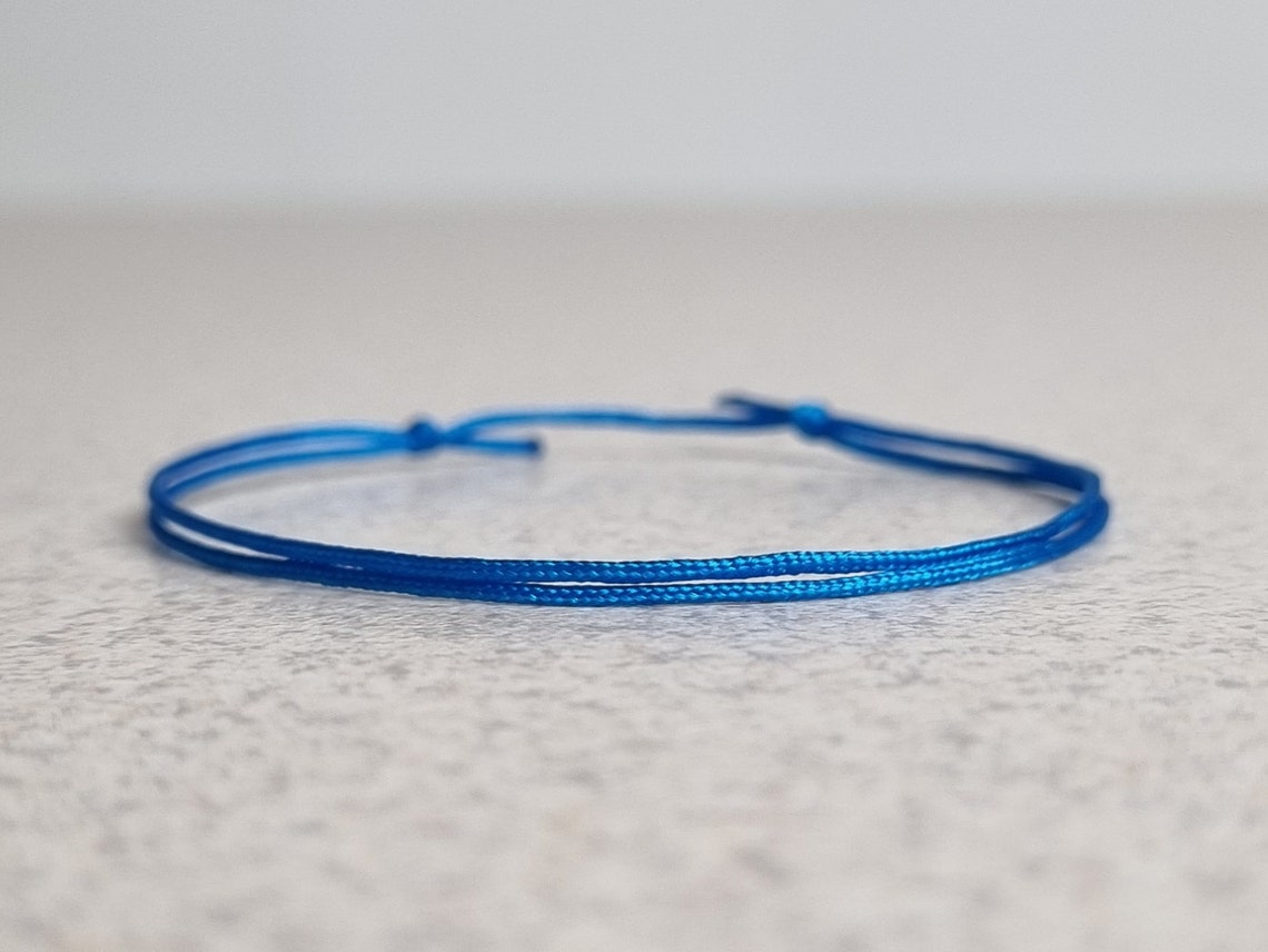 Thin Blue String Bracelet, Simple Slip Knot Bracelet, Waterproof Surfer ...