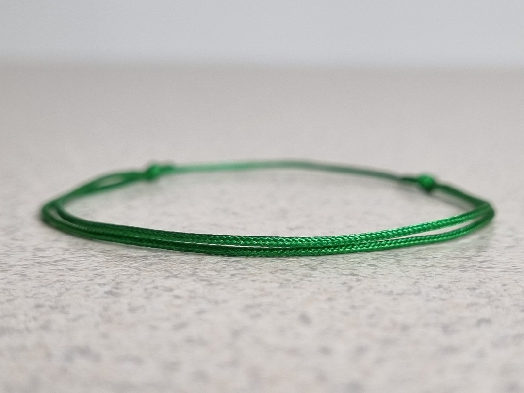 Thin Green String Bracelet, Simple Slip Knot Bracelet, Waterproof ...