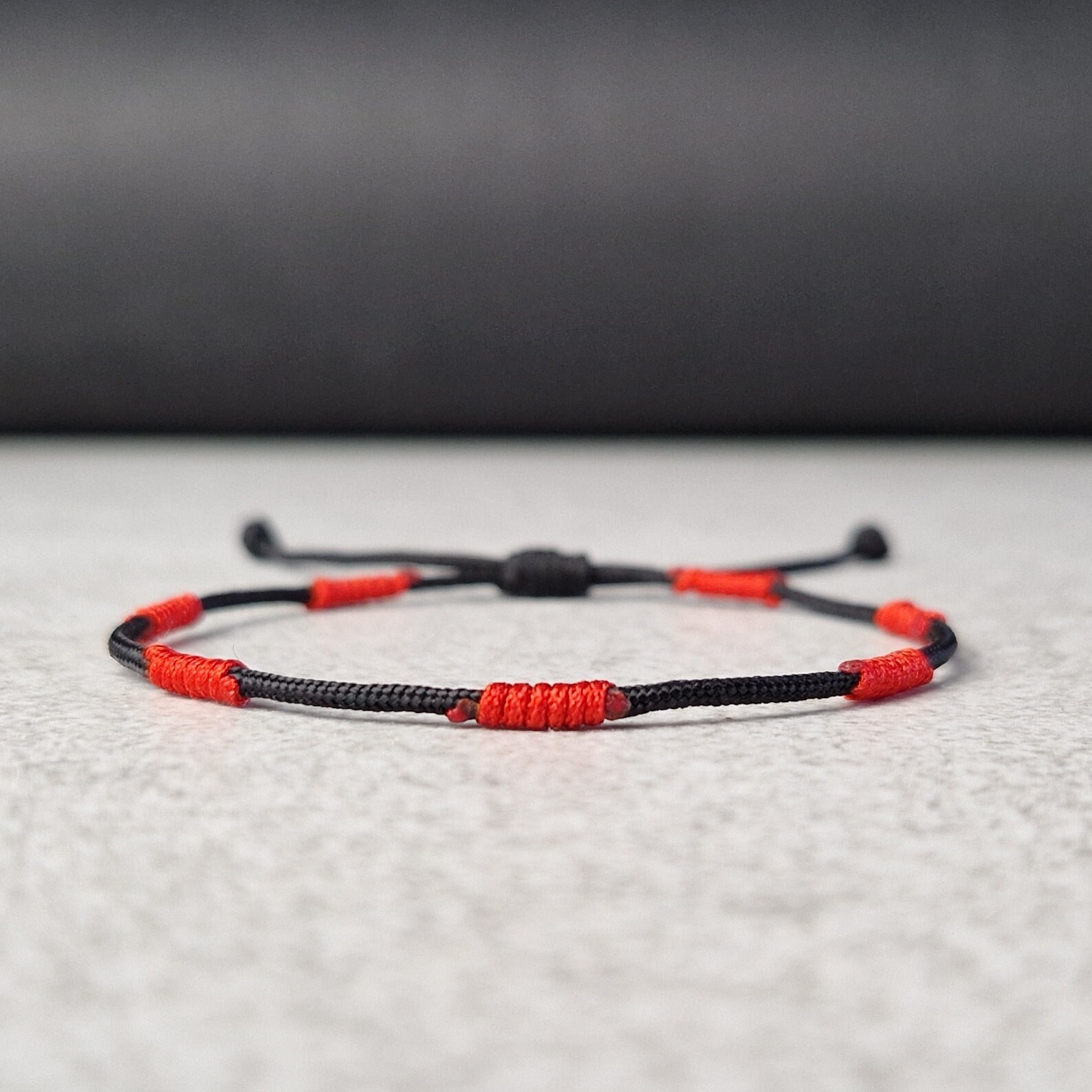 7 Knot Bracelet, Red and Black Rope Bracelet, Red Bracelet for ...