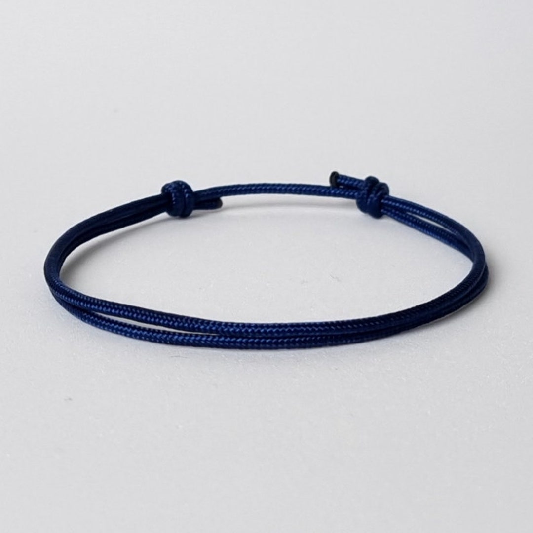 Dark Blue String Bracelet, Slip Knot Bracelet, Kabbalah Bracelet, Gift ...