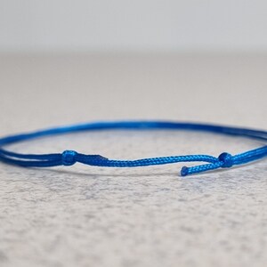 Thin Blue String Bracelet, Simple Slip Knot Bracelet, Waterproof Surfer ...