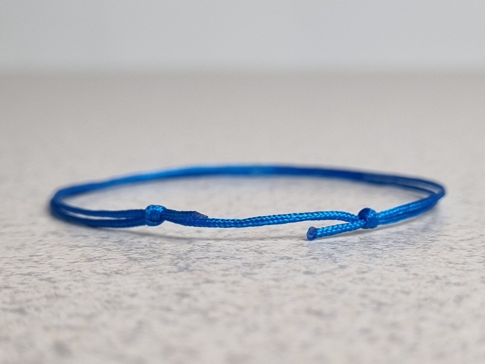 Thin Blue String Bracelet, Simple Slip Knot Bracelet, Waterproof Surfer ...
