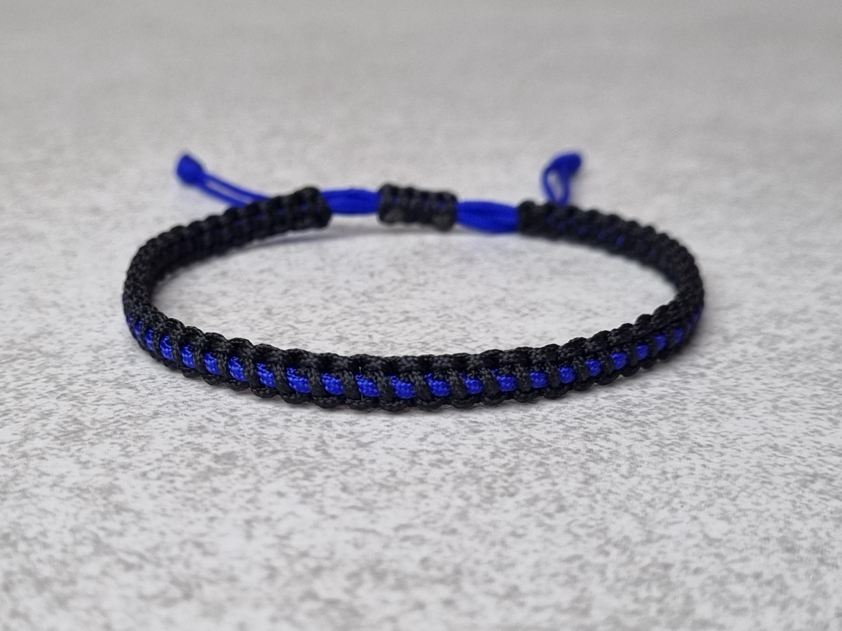 Blue Line Bracelet, Police Officer Bracelet, Thin Macrame Bracelet ...