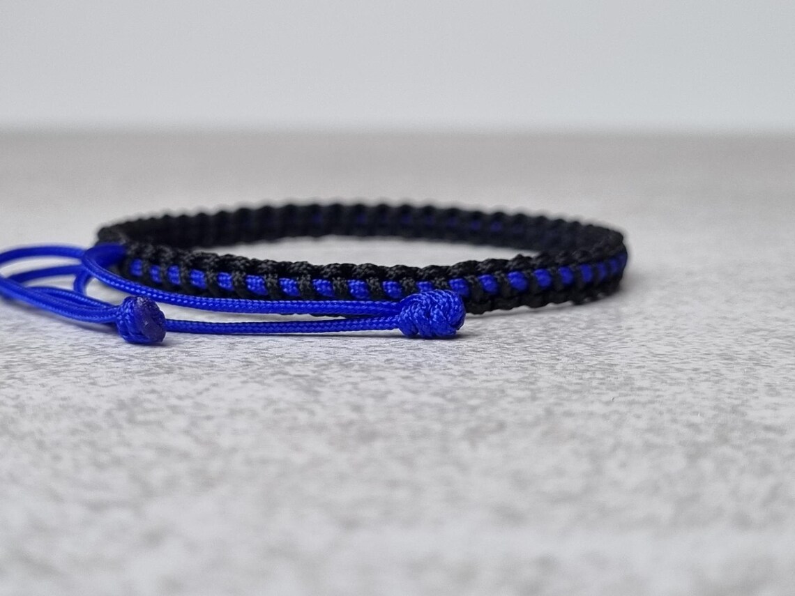 Blue Line Bracelet, Police Officer Bracelet, Thin Macrame Bracelet ...