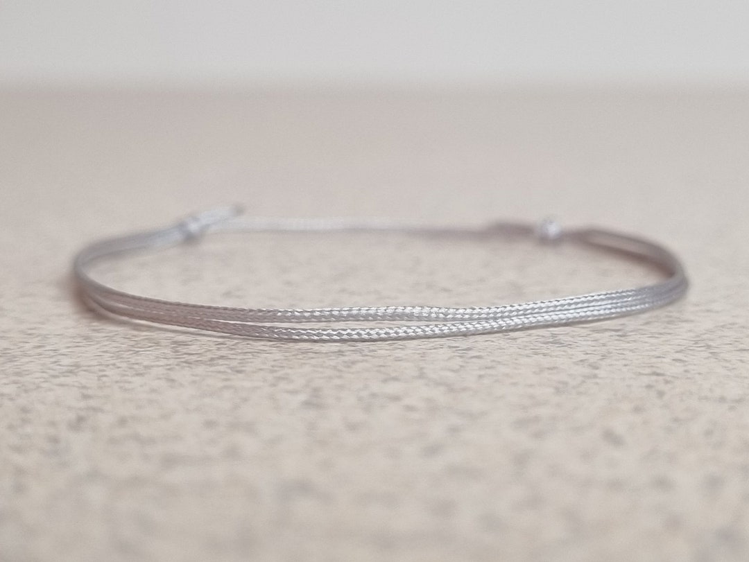 Thin Gray String Bracelet, Simple Slip Knot Bracelet, Waterproof Surfer ...
