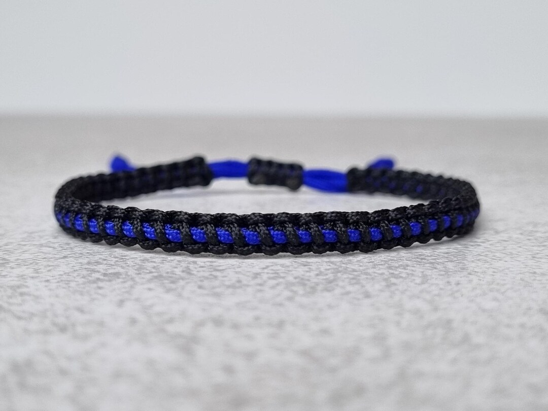 Blue Line Bracelet, Police Officer Bracelet, Thin Macrame Bracelet ...