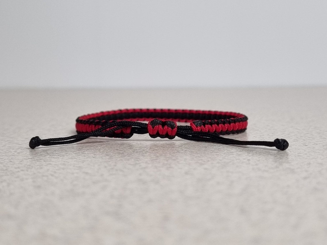 Red Line Bracelet, Two Colors Black and Red Macrame Bracelet ...
