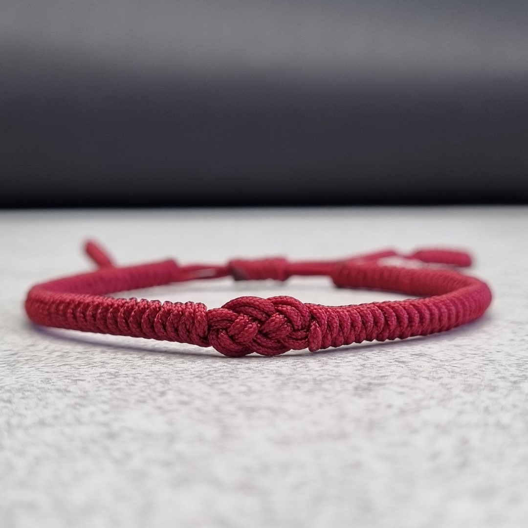 Tibetan Buddhist Bracelet, Dark Red Bracelet for Good Luck, Lucky Knots ...
