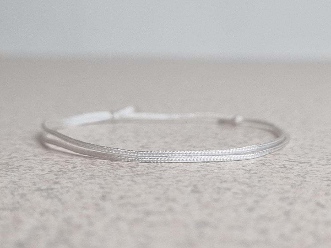 Thin White String Bracelet, Simple Slip Knot Bracelet, Waterproof ...