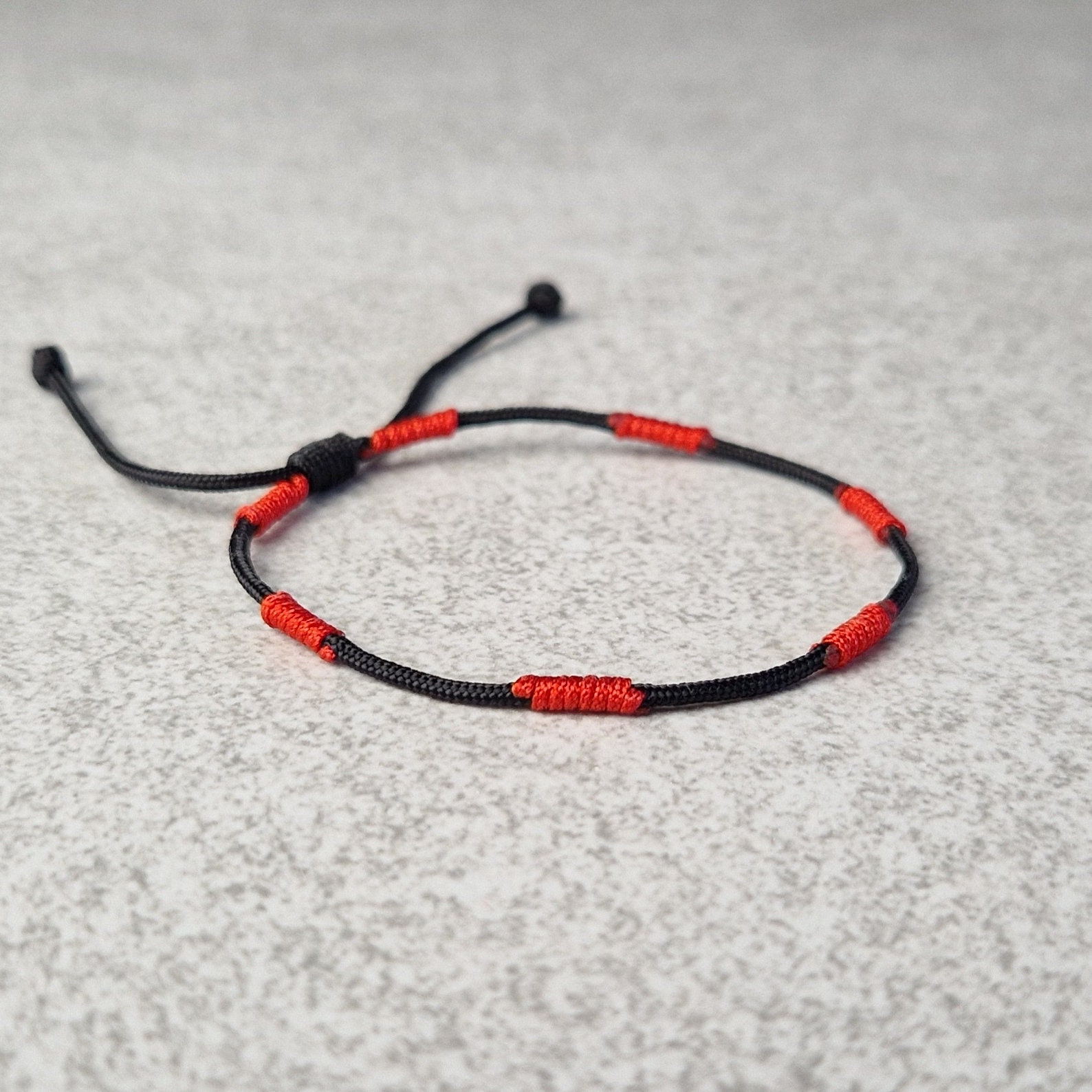 7 Knot Bracelet, Red and Black Rope Bracelet, Red Bracelet for ...