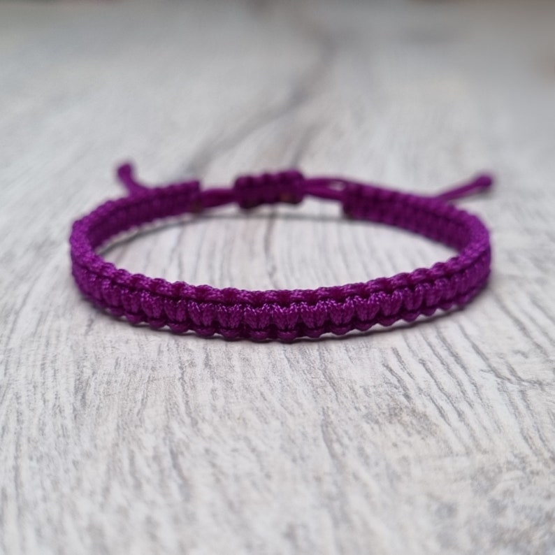 Macrame Friendship Bracelet, Square Knot Bracelet, Fabric Purple ...