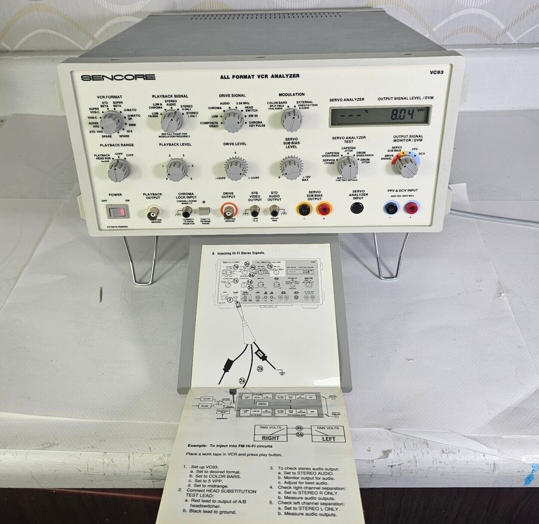 Working Sencore All Format VCR Analyzer Model VC93 With Manual - Etsy