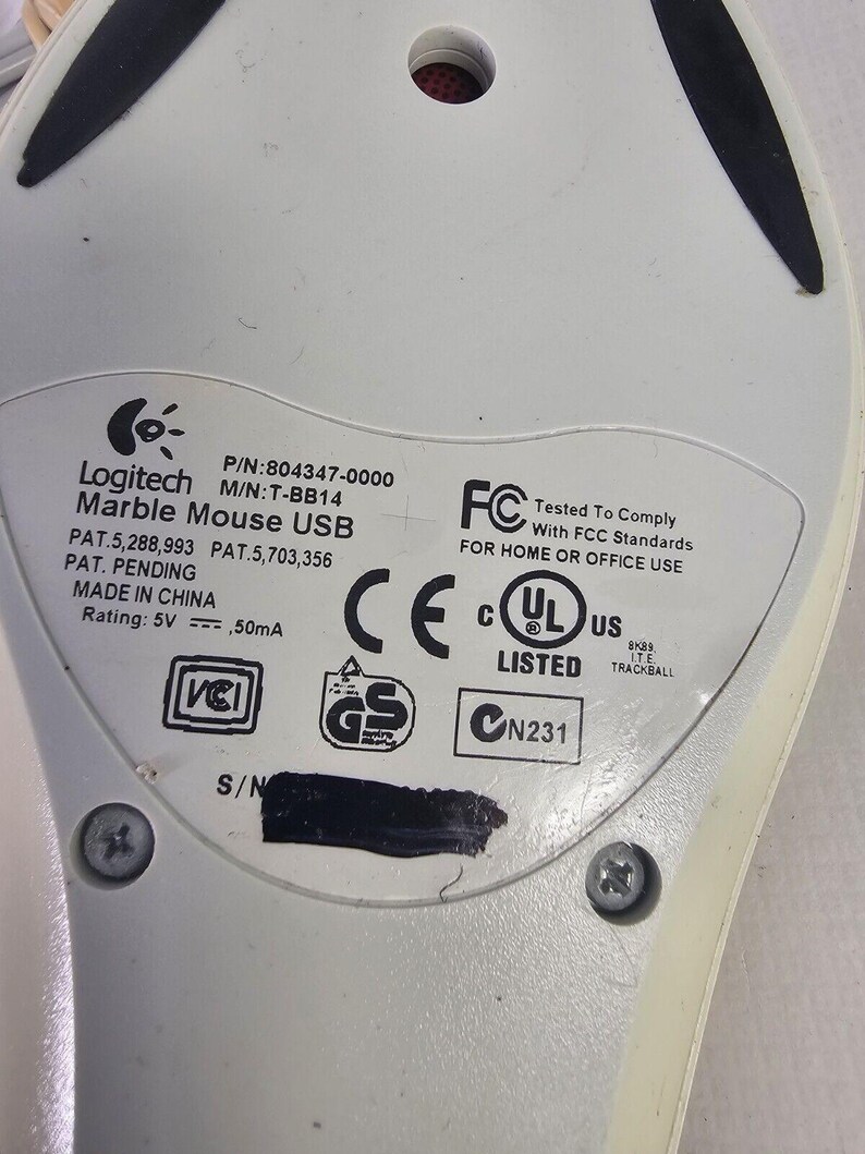 Logitech T-BB14 Trackball Red Marble Mouse USB Ambidextrous 804347-0000 ...