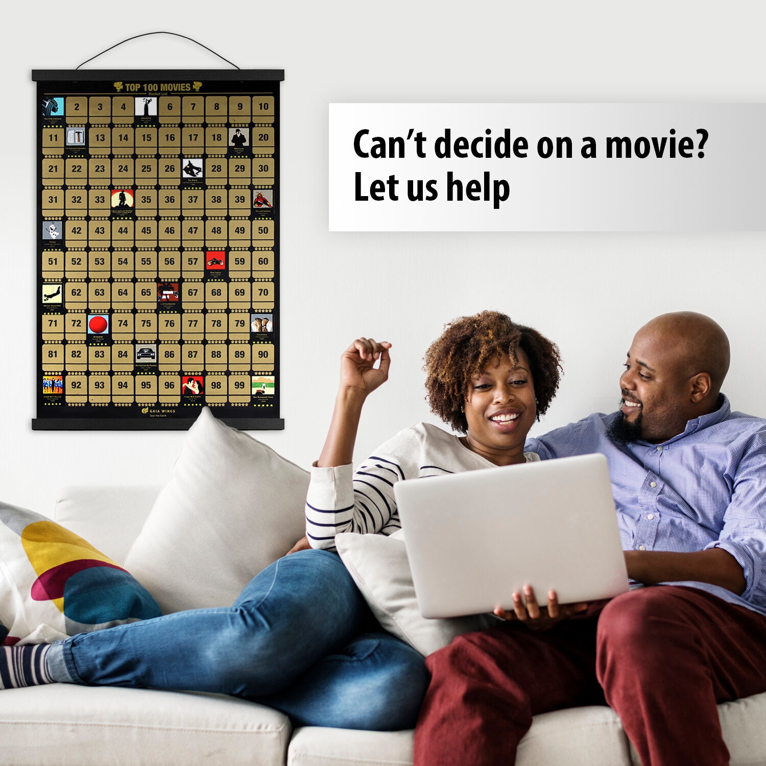 Top 100 Movies Scratch off Poster Includes Poster Frame 17" Long (black ...
