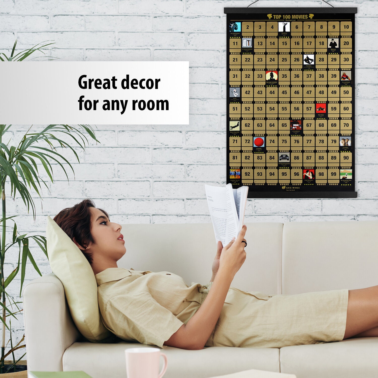Top 100 Movies Scratch off Poster Includes Poster Frame 17" Long (black ...