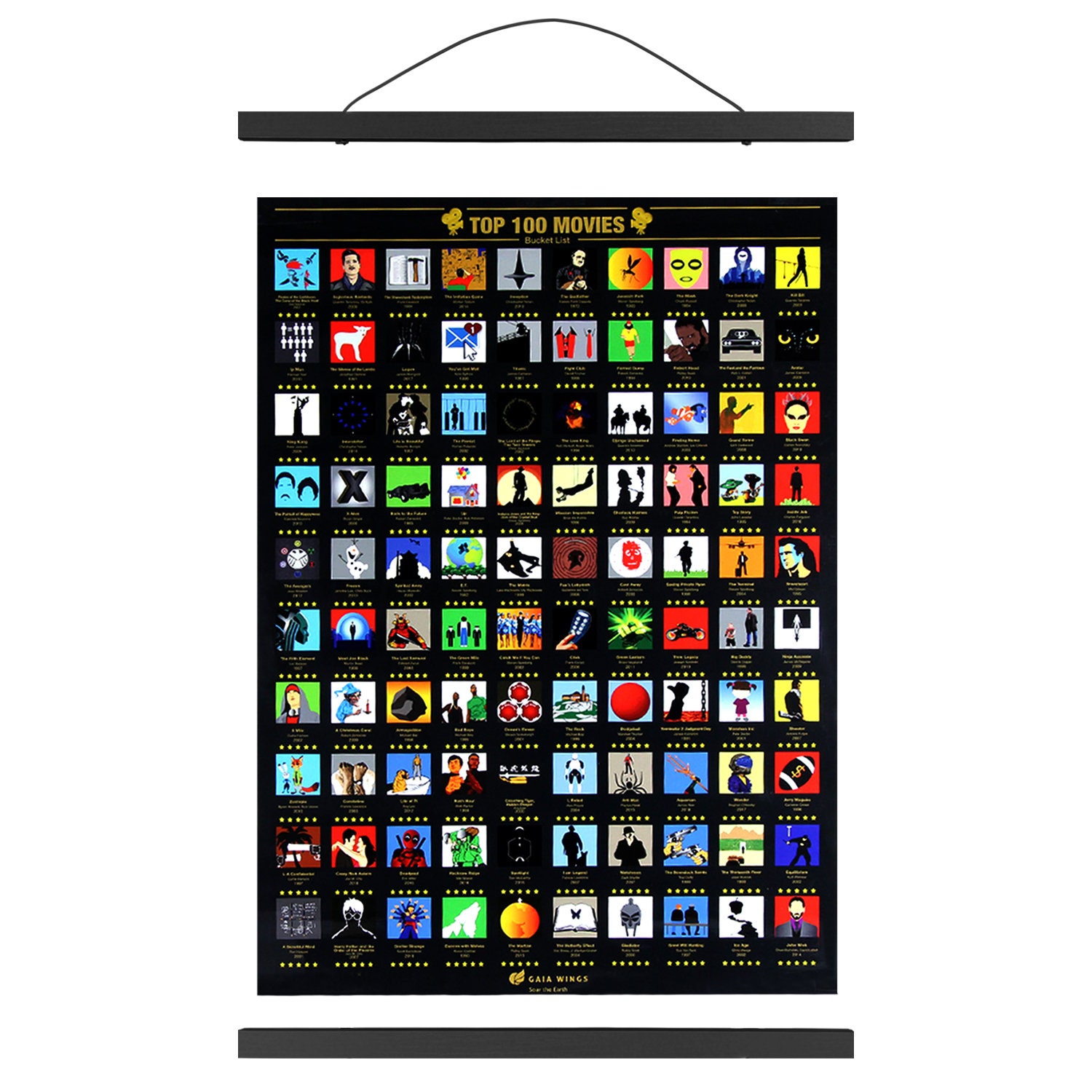 Top 100 Movies Scratch off Poster Includes Poster Frame 17" Long (black ...
