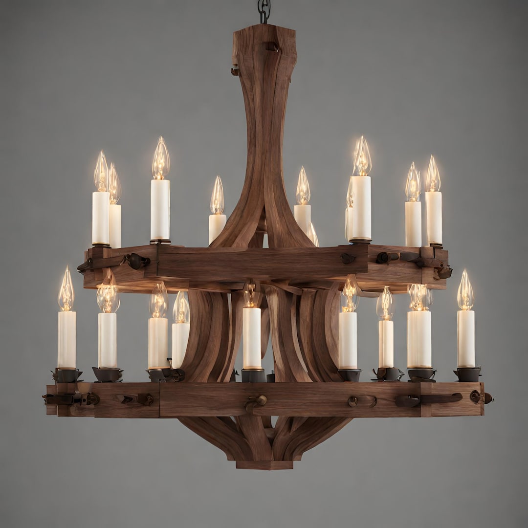 Natural Wood Rustic Chandelier wooden Design With 12 - Etsy