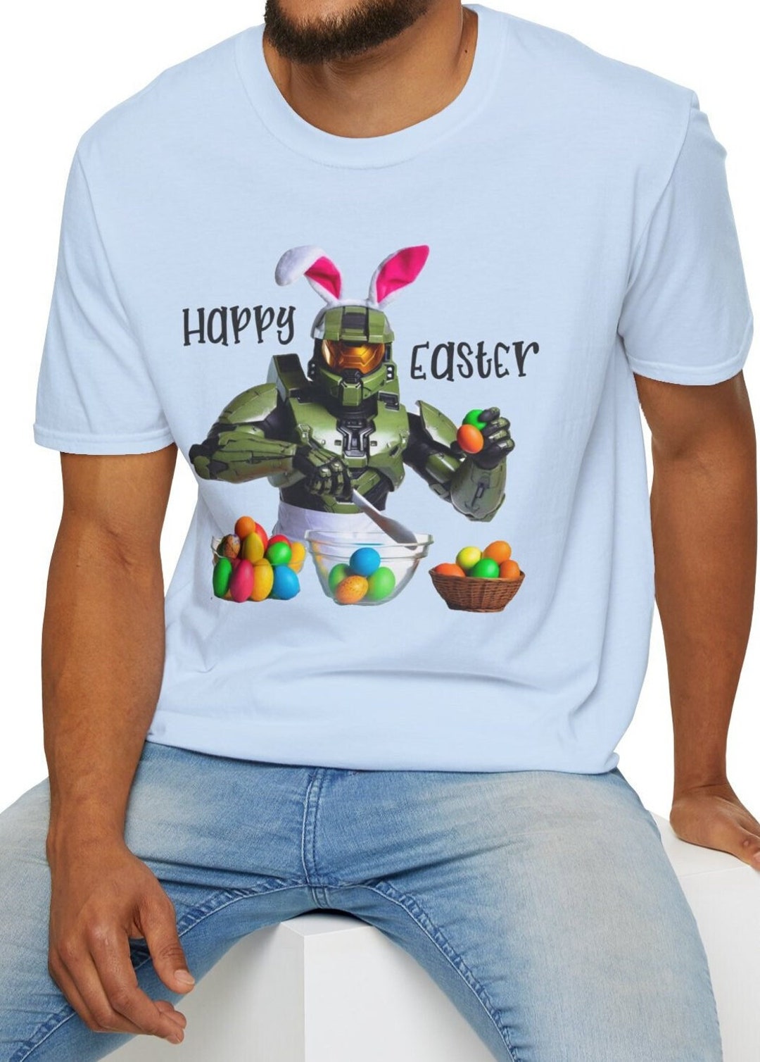 Master Chef Easter Fun Tshirt Easter Egg Halo Gamer Master Chief Mens ...
