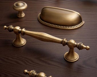 Antique Brass Cabinet Handles & Knobs: Solid Brass Drawer Pulls - Etsy