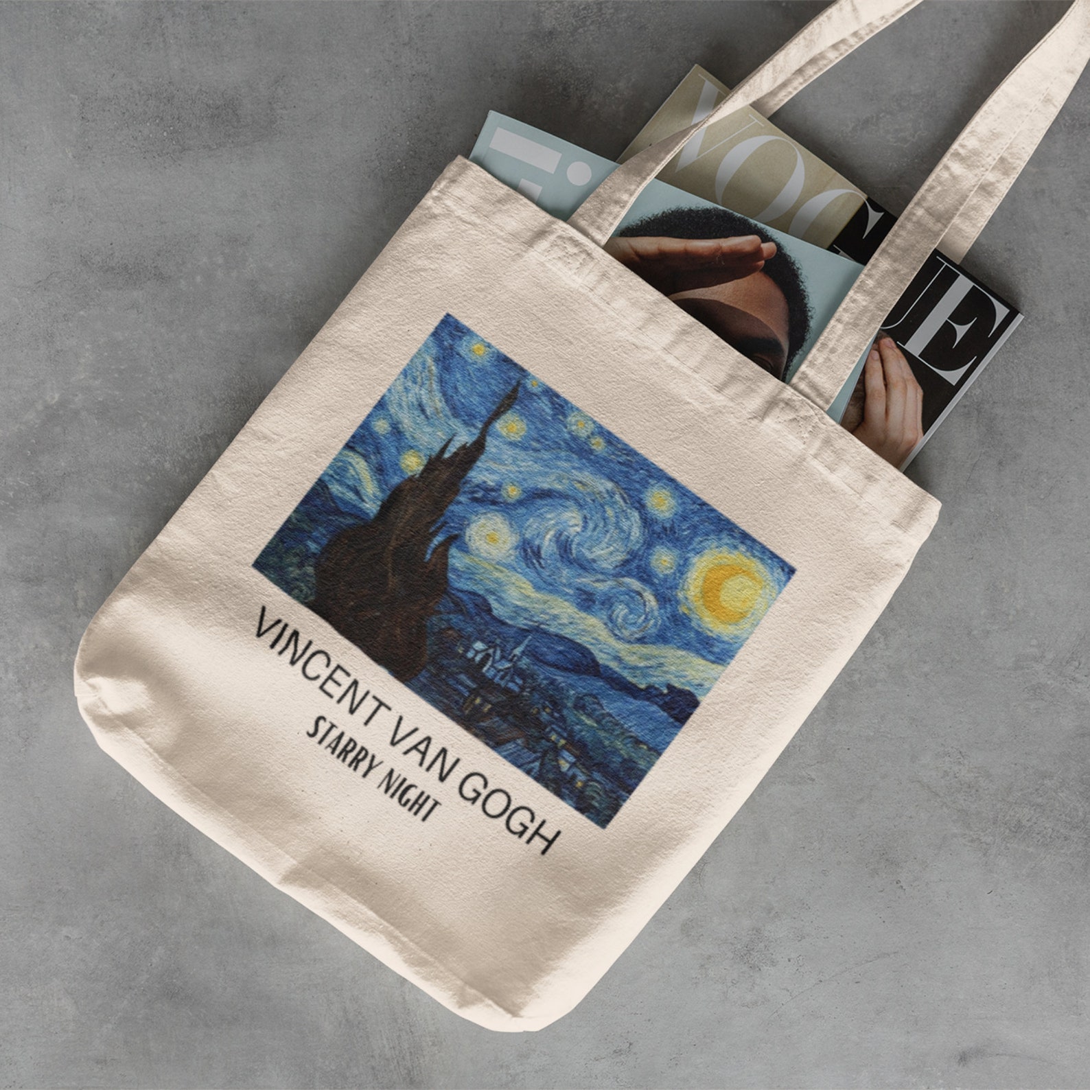 Van Gogh Starry Night Tote Bag, Aesthetic Tote Bag, Chic Tote Bag ...