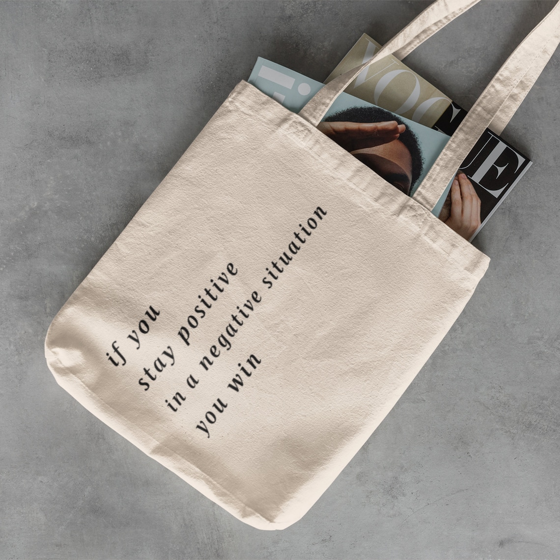 Inspirational Canvas Tote Bag, Positive Quotes Handbag, Motivational ...