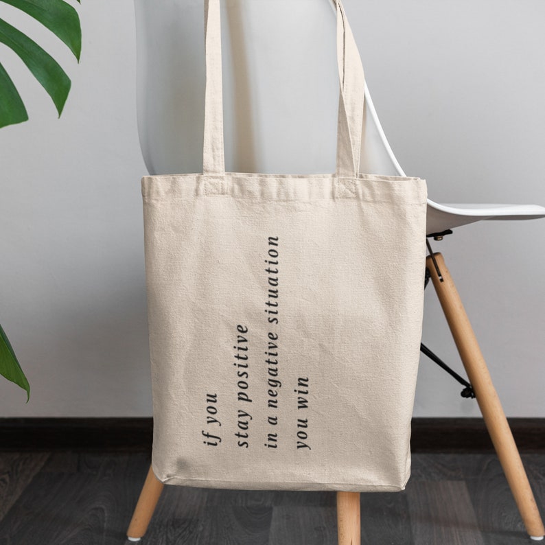 Inspirational Canvas Tote Bag, Positive Quotes Handbag, Motivational ...