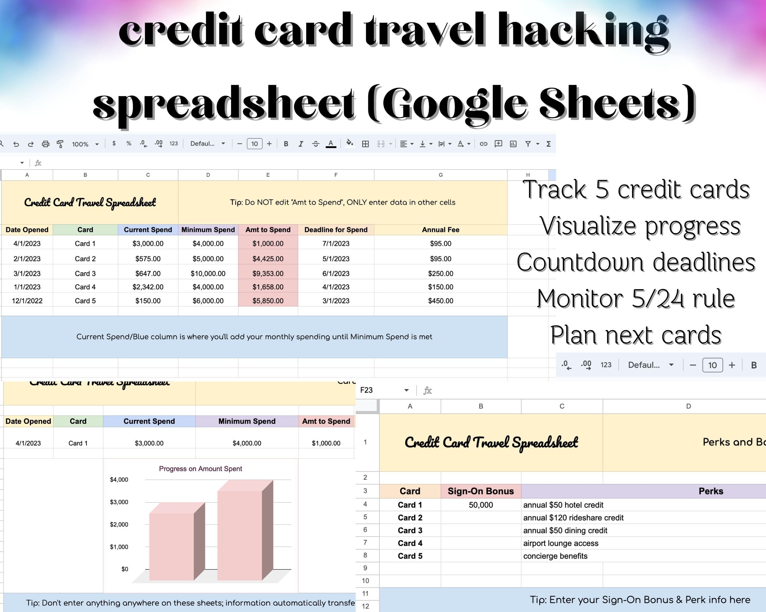Credit Card Travel Hacking Spreadsheet 5/24 Rule Google Sheets Free ...