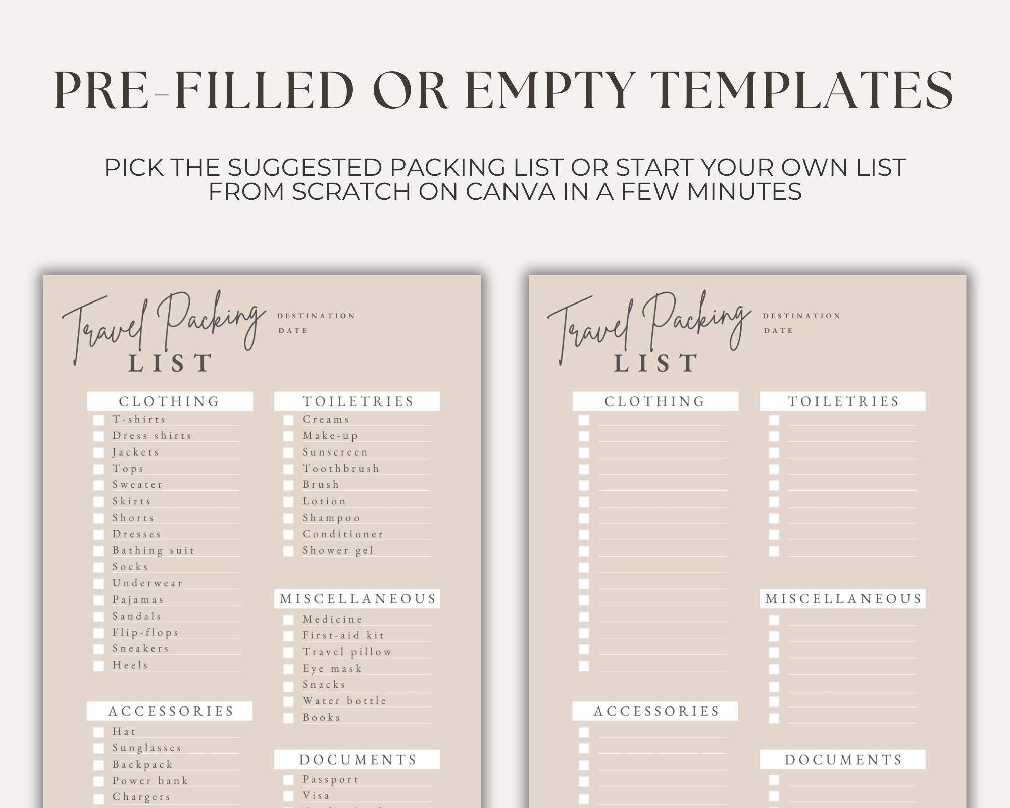 Beige Editable Travel Packing List | Print Your Packing List or Use It ...