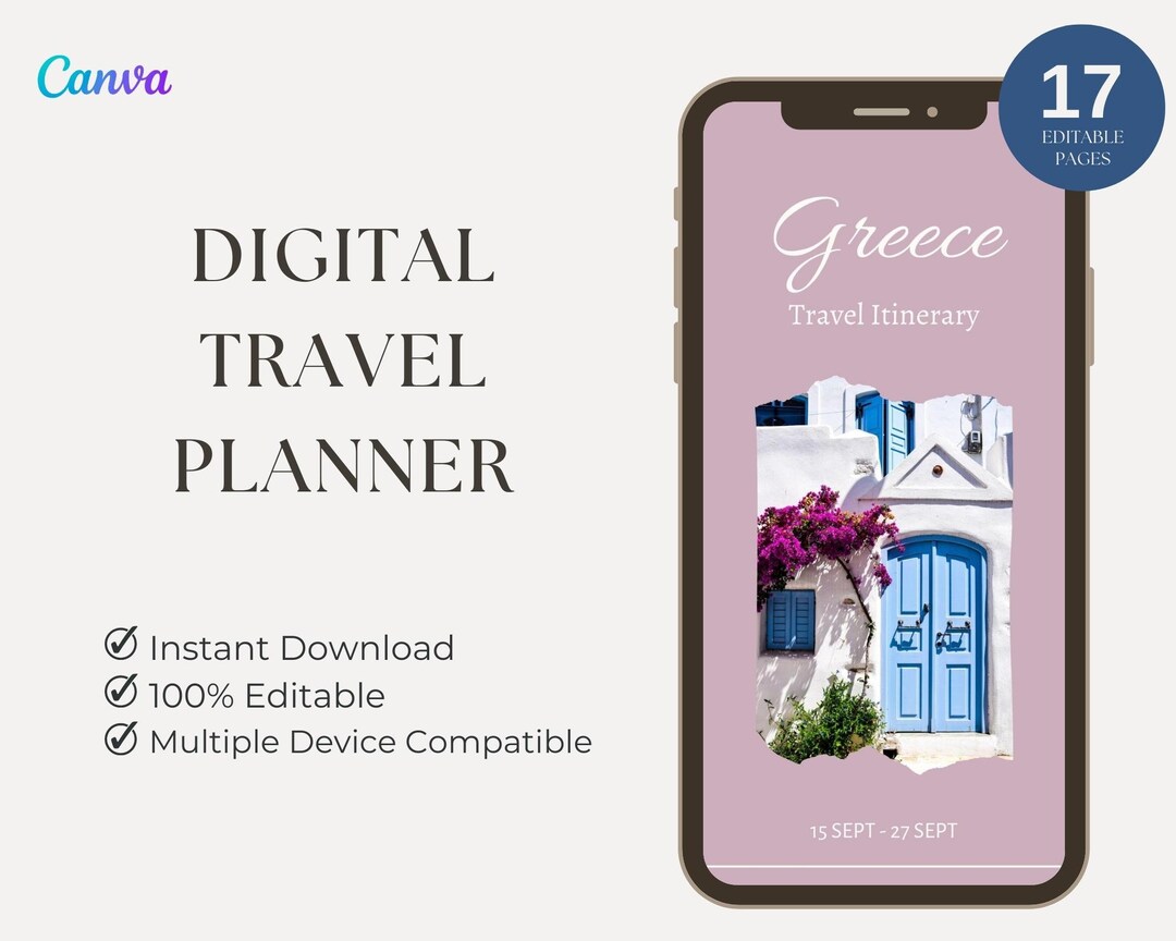 Canva Travel Planner Template, Vacation Itinerary Template, Travel ...
