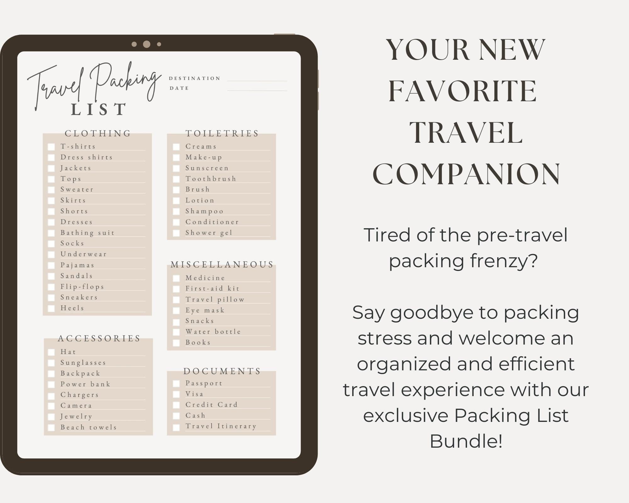 Beige Editable Travel Packing List | Print Your Packing List or Use It ...