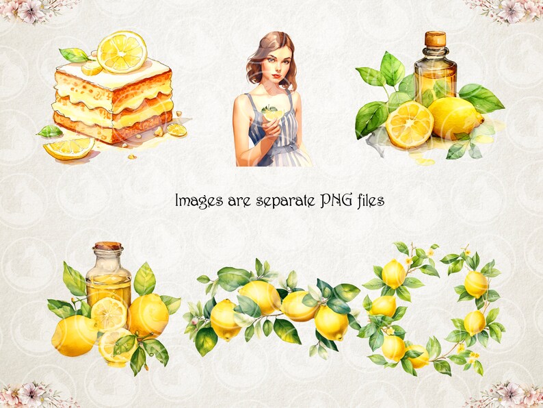 Lemon Watercolor Clipart Bundle Craft Making PNG Clipart - Etsy