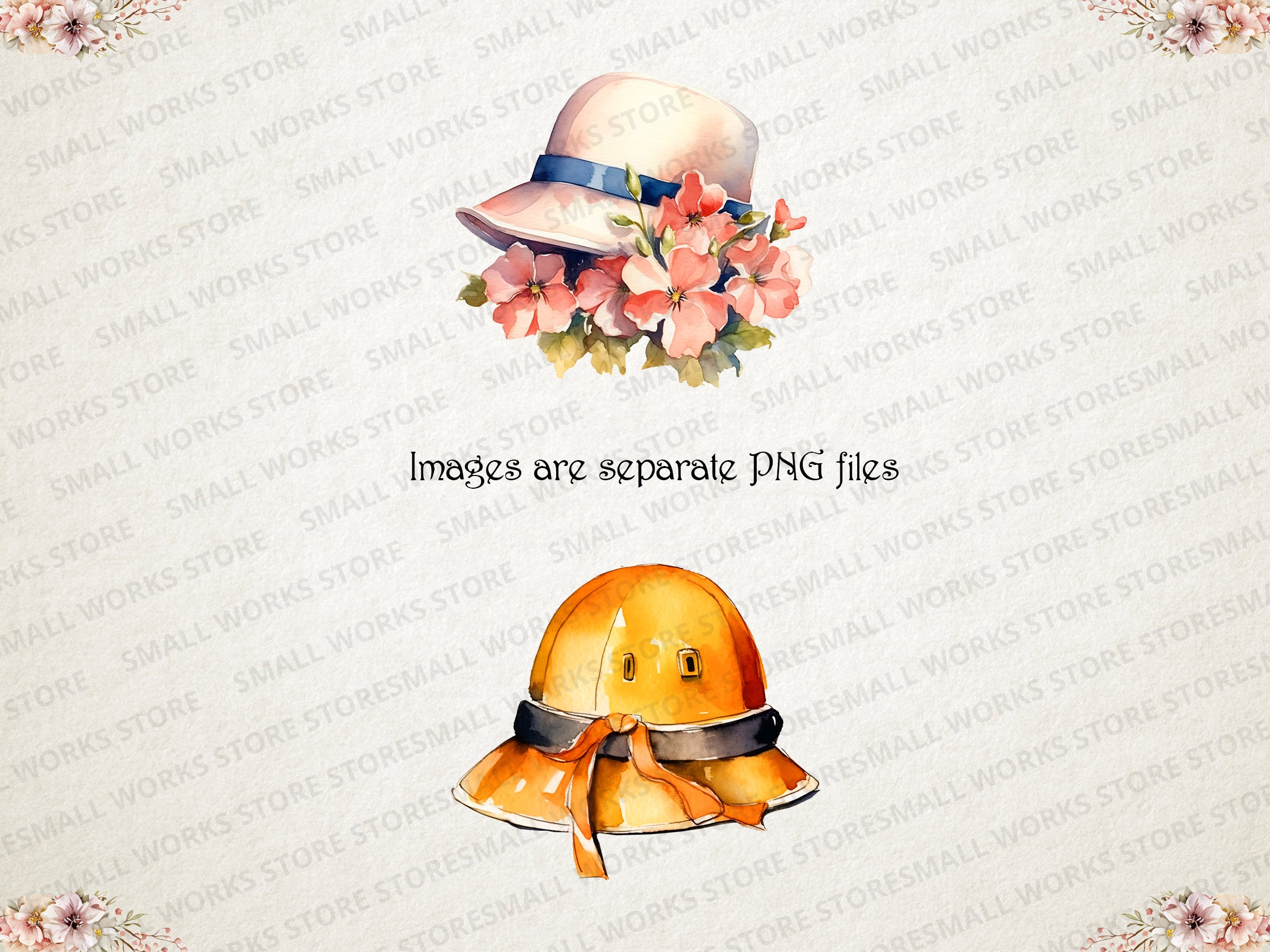 Watercolor Hats Clipart. Hat Styles Fashion PNG Format. Instant ...