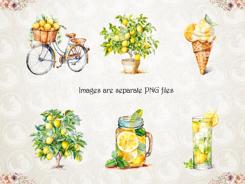 Lemon Watercolor Clipart Bundle Craft Making PNG Clipart - Etsy