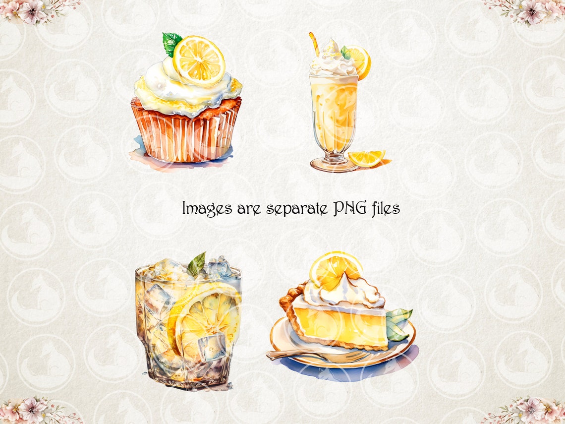 Lemon Watercolor Clipart Bundle Craft Making PNG Clipart - Etsy