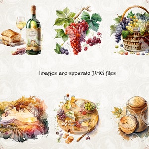 Wine Glass Watercolor Clipart, Red Wine, White Wine, Watercolor Grapes ...