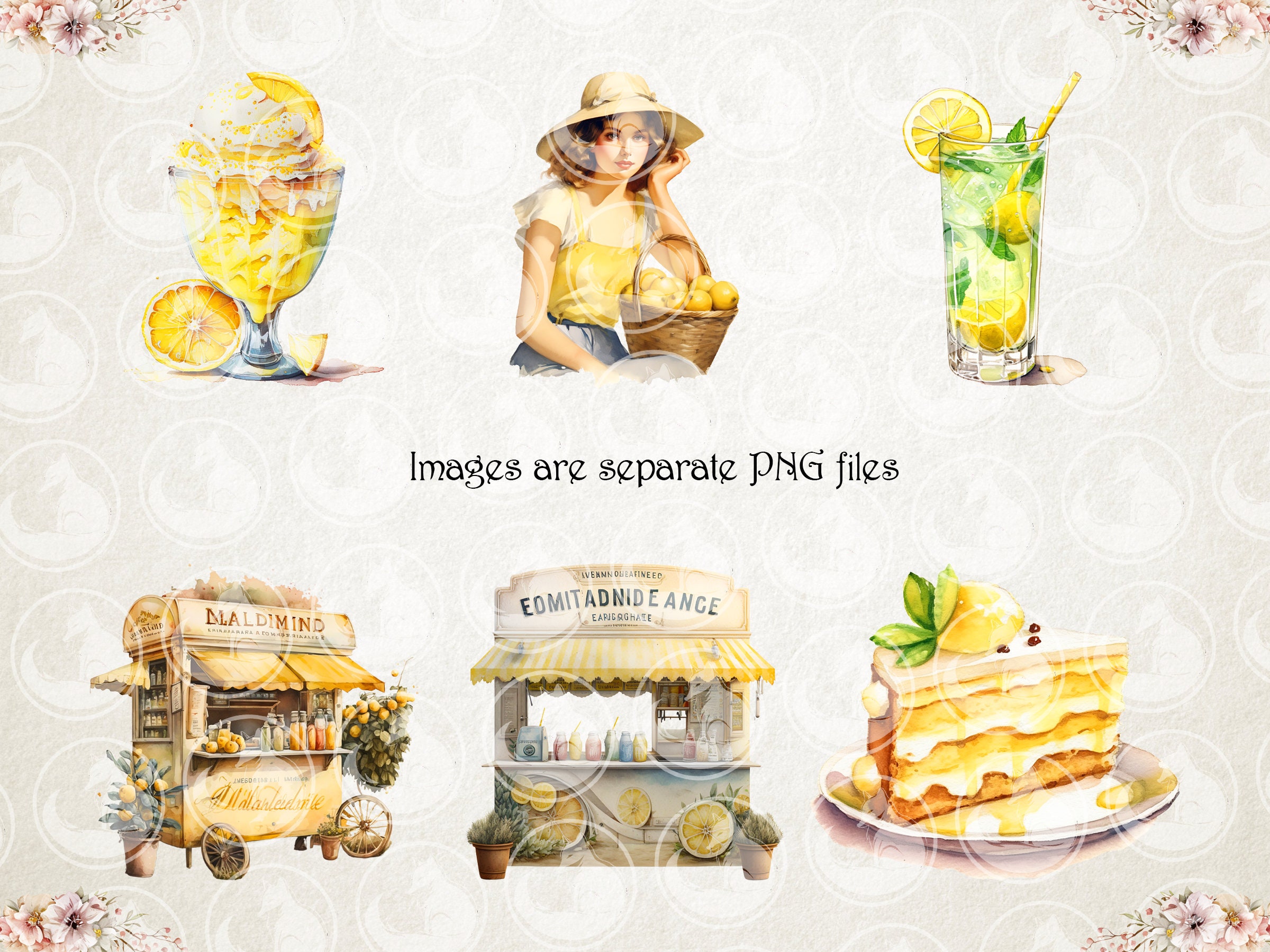 Lemon Watercolor Clipart Bundle Craft Making PNG Clipart - Etsy