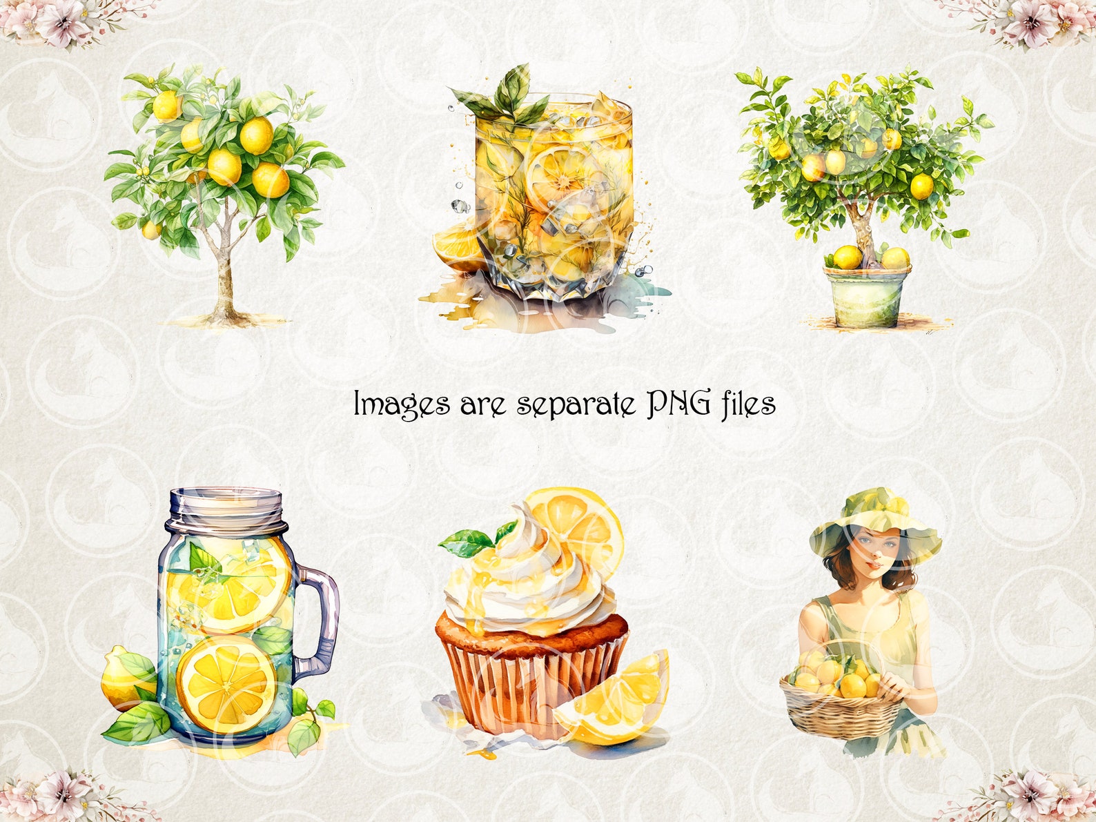 Lemon Watercolor Clipart Bundle Craft Making PNG Clipart - Etsy