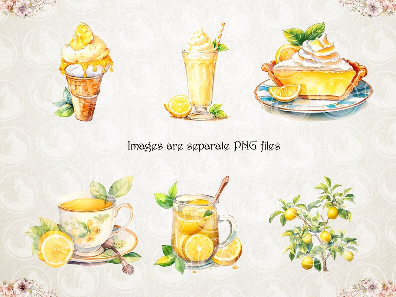 Lemon Watercolor Clipart Bundle, Craft Making, PNG Clipart, Junk ...