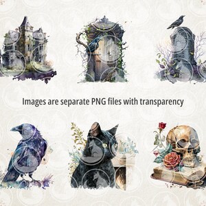 Edgar Allan Poe Watercolor Clip Art, Raven, Gothic, Spooky Decor ...